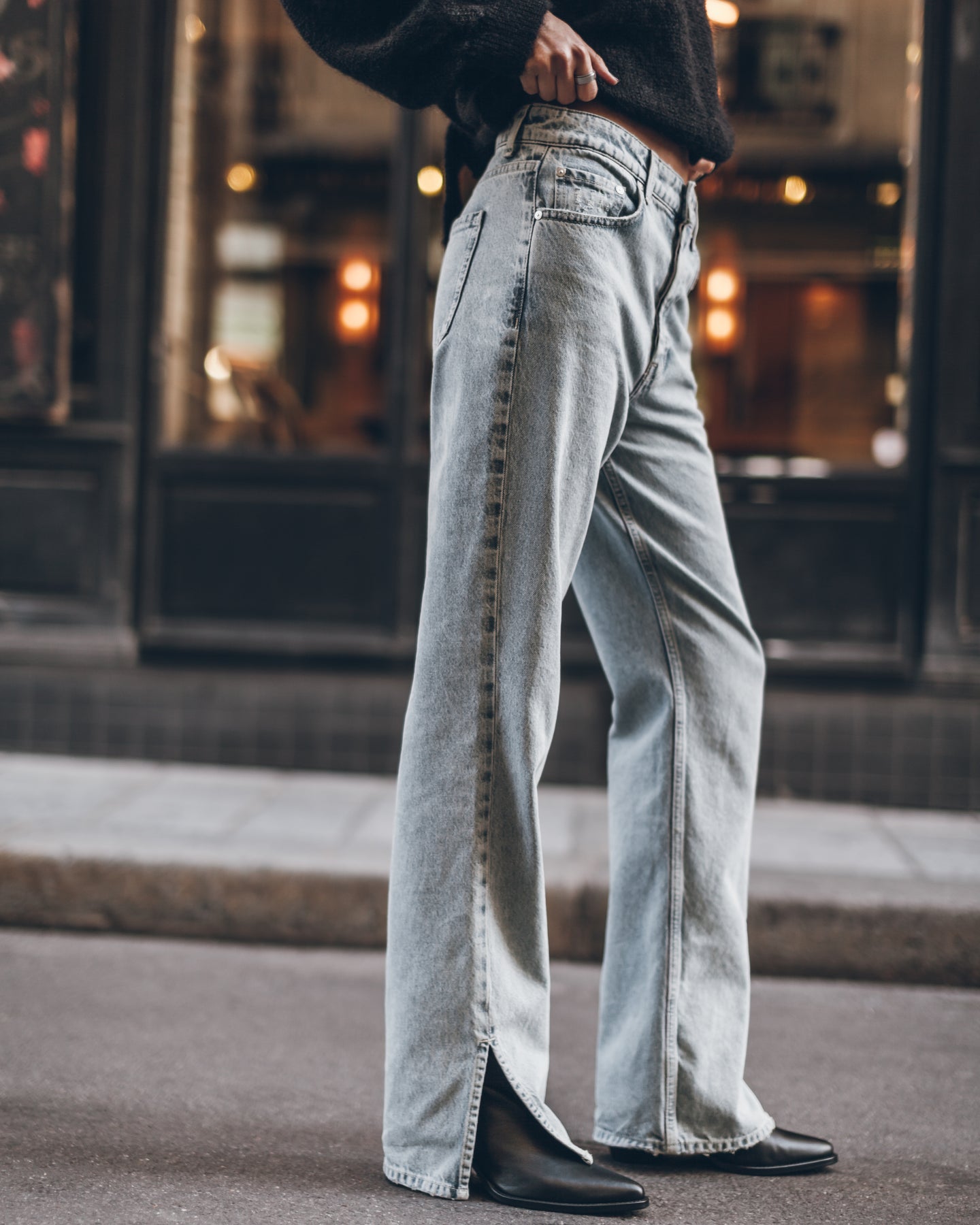 MIKUTA | The Blue Straight Slit Jeans
